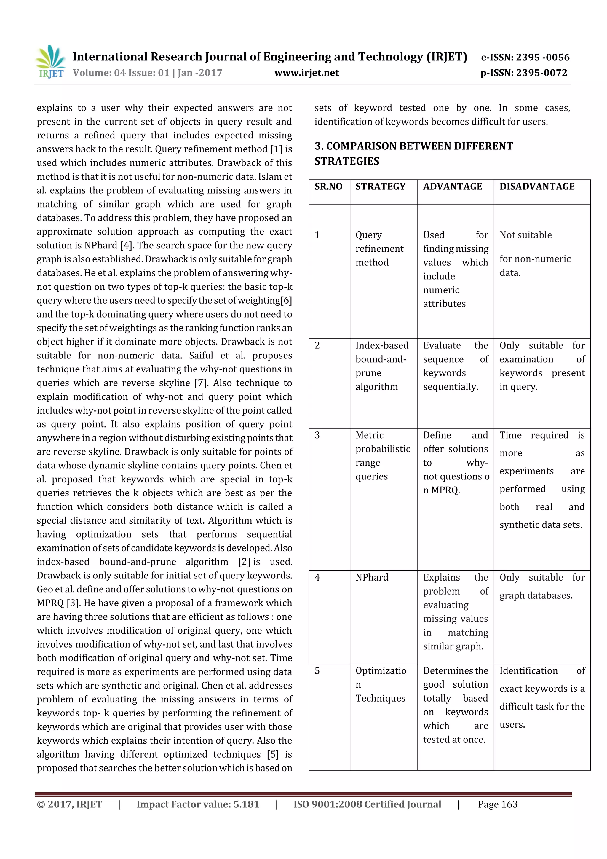 Missing Value Evaluation In Sql Queries A Survey Pdf