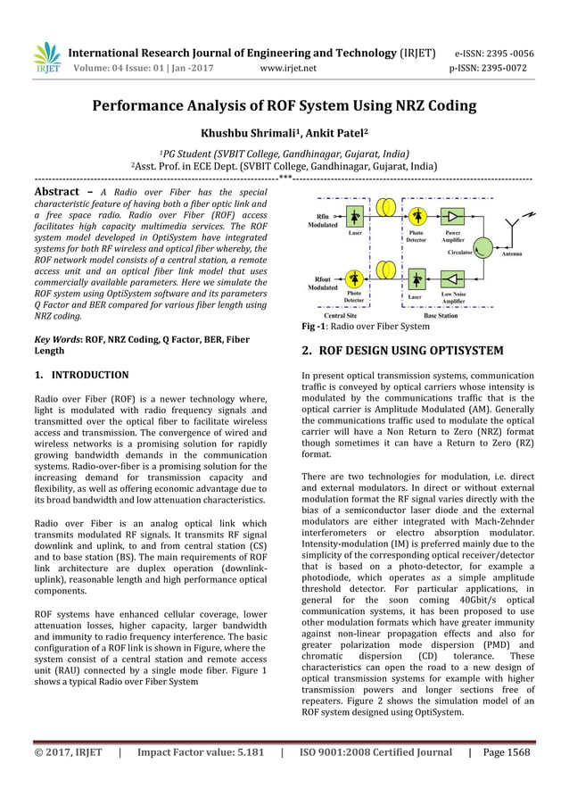 Performance Analysis of ROF System using NRZ Coding | PDF