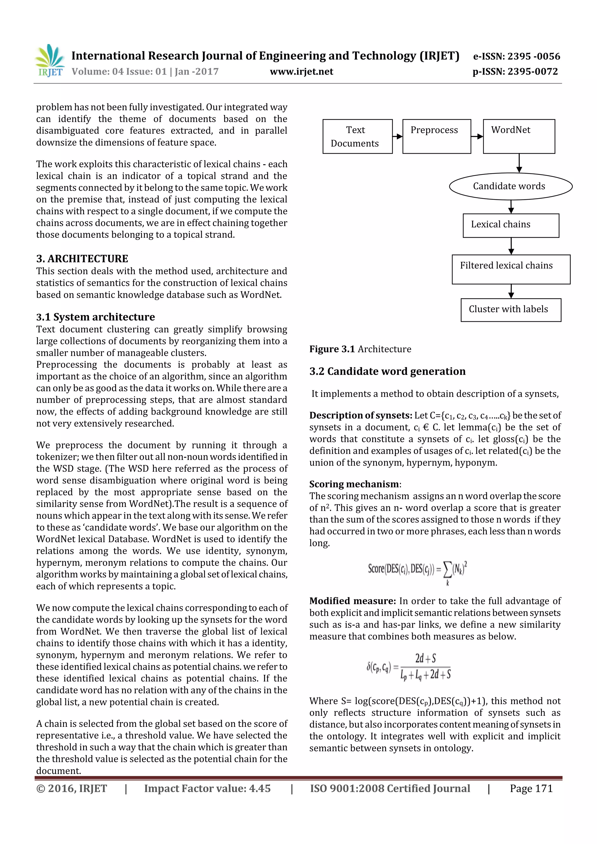 Semantic Based Document Clustering Using Lexical Chains | PDF