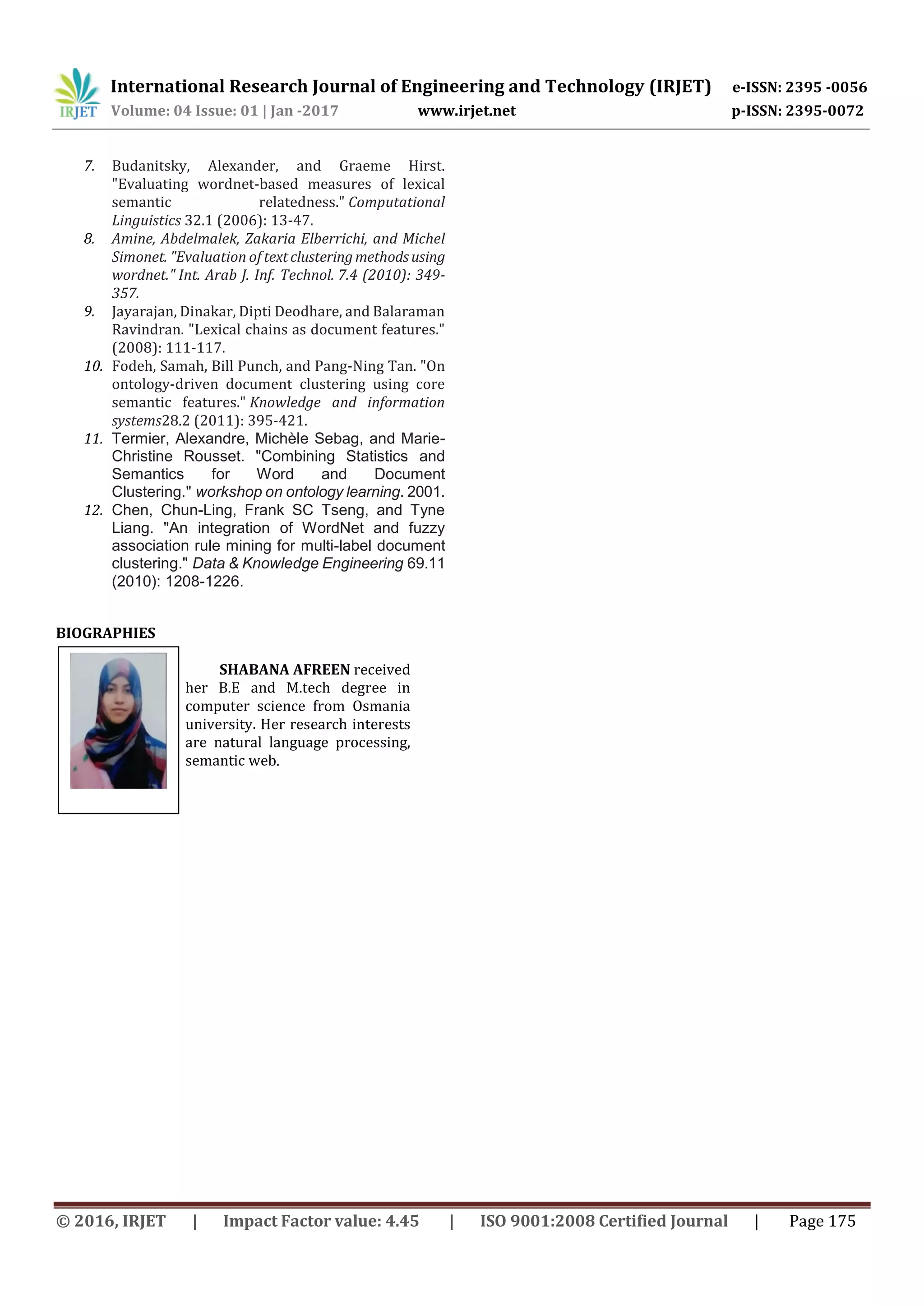 Semantic Based Document Clustering Using Lexical Chains Pdf