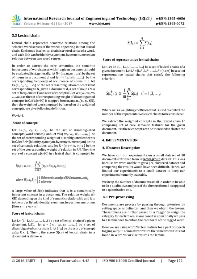 Semantic Based Document Clustering Using Lexical Chains Pdf