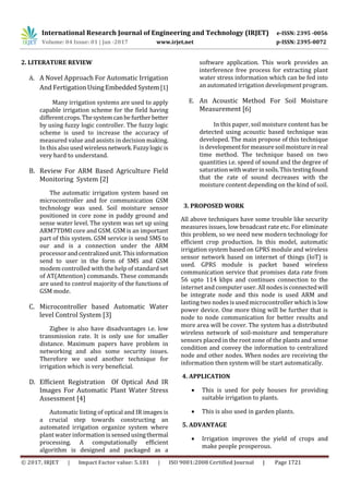 A Review paper on wireless sensor network and GPRS module for automated irrigation | PDF