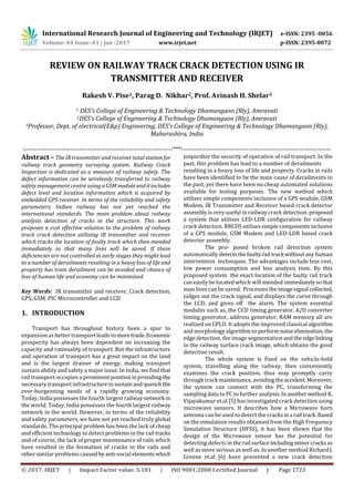 Review on Railway track crack detection using ir transmitter and receiver | PDF