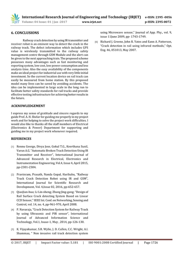 Review On Railway Track Crack Detection Using Ir Transmitter And
