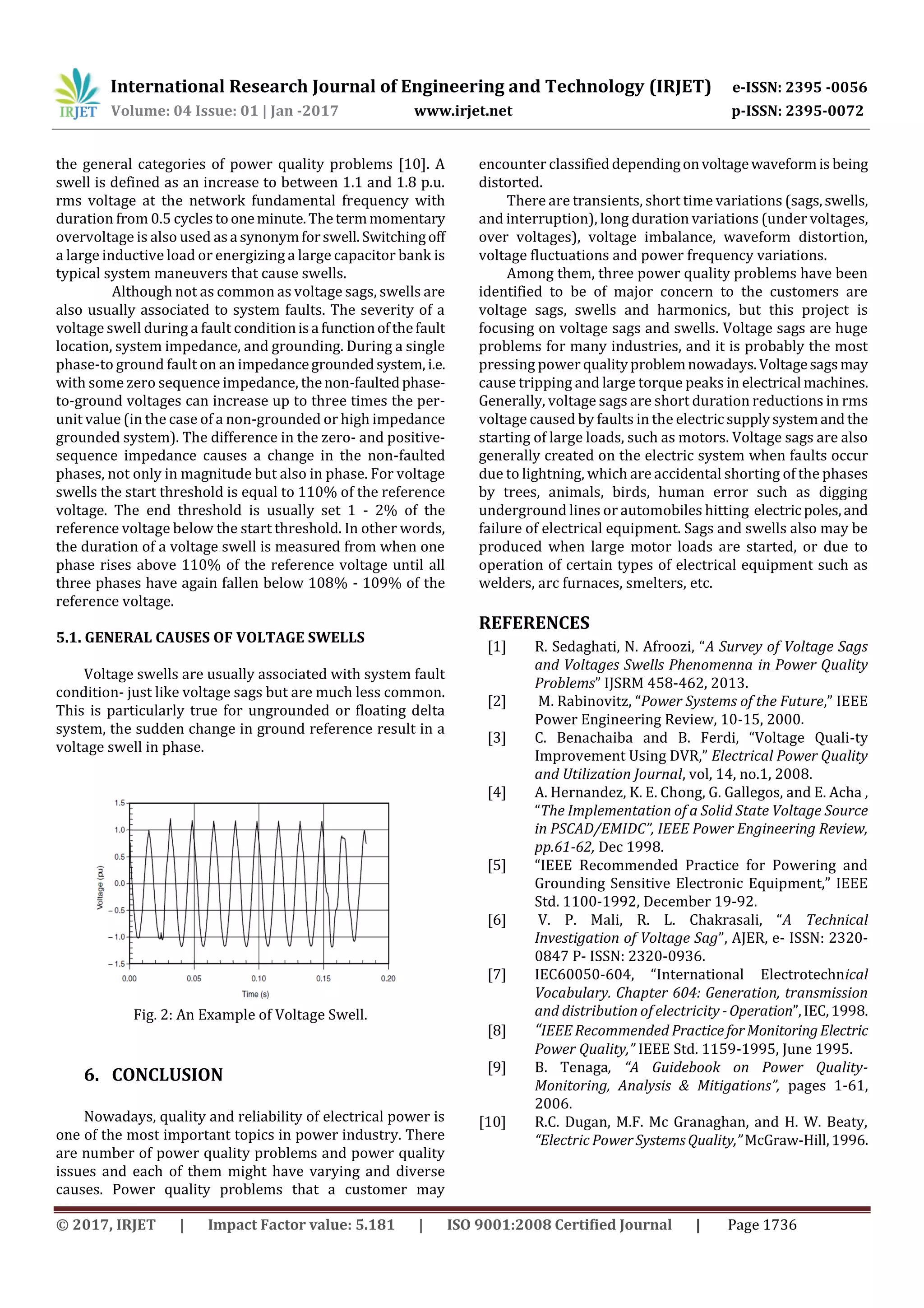 Inspection of voltage sags and voltage swells incident in power quality ...