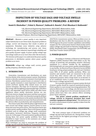 Inspection of voltage sags and voltage swells incident in power quality problems- a Review | PDF