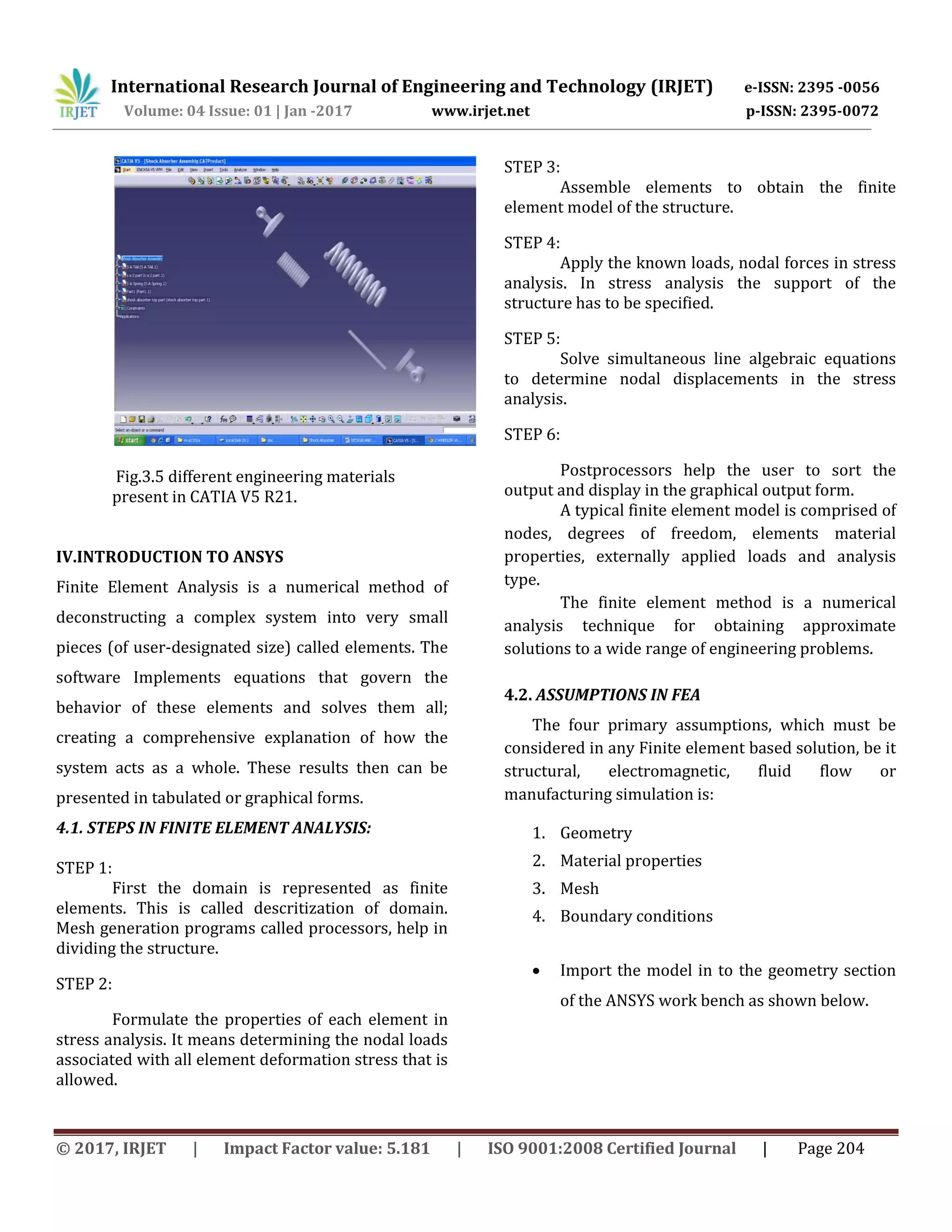 Design and Analysis Of Shock Absorber | PDF