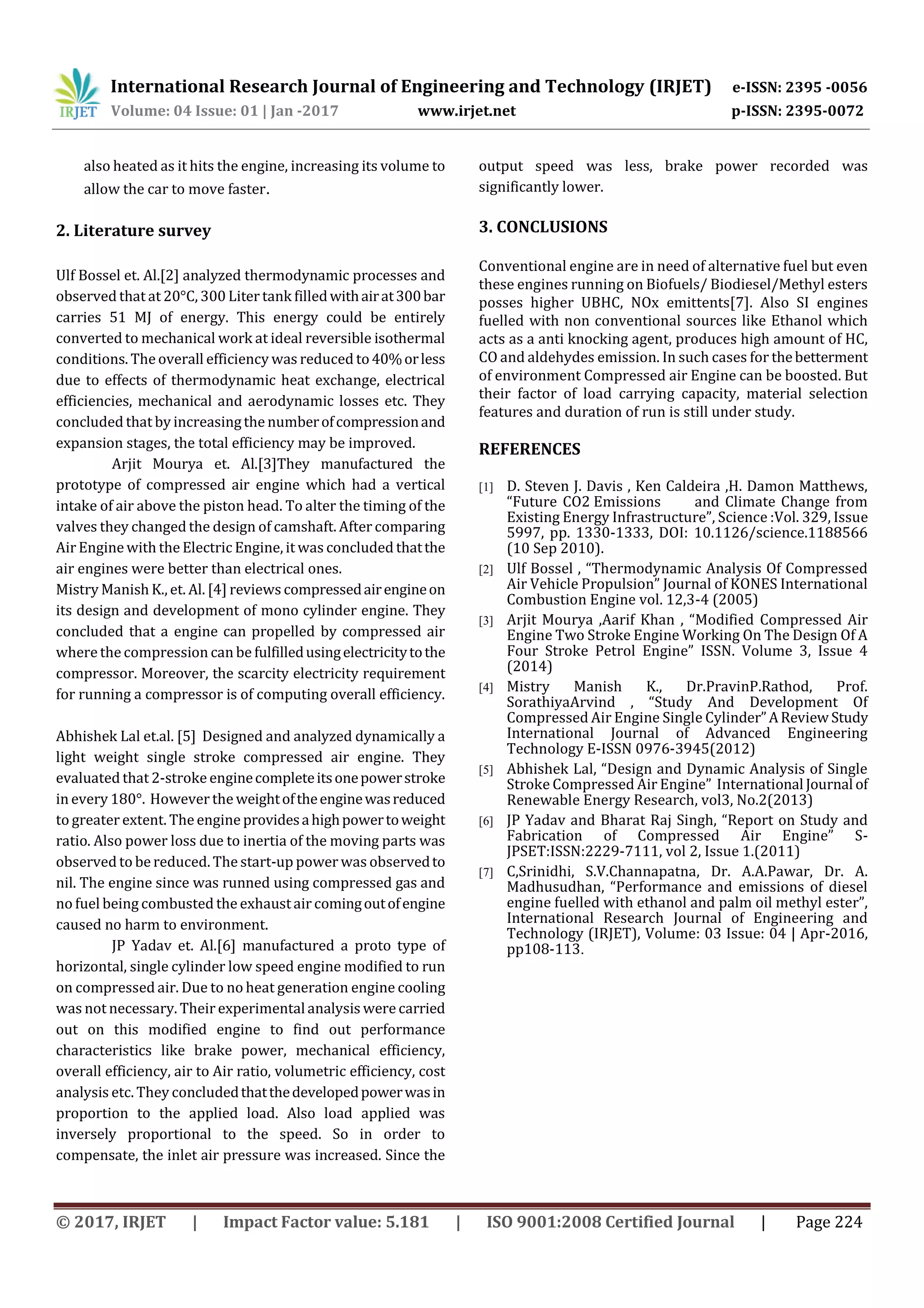 A Review On Two Stroke Single Cylinder Compressed Air Engine Pdf