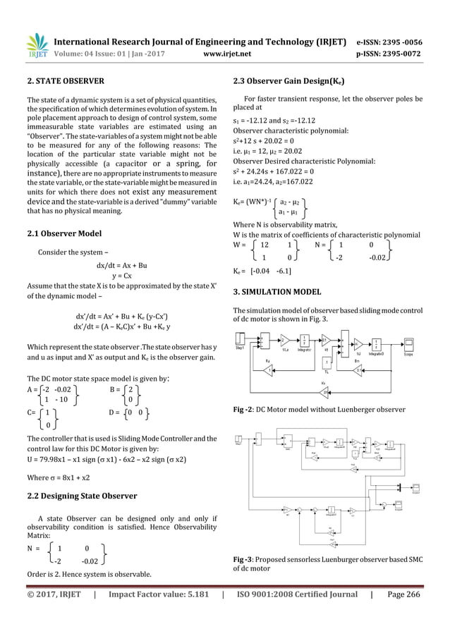 Sensrless Luenberger Observer Based Sliding Mode Control of DC Motor | PDF