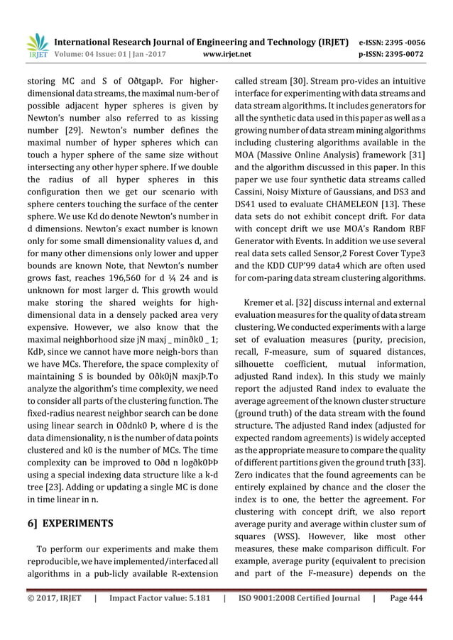 Survey Paper On Clustering Data Streams Based On Shared Density Between Micro Clusters Pdf 