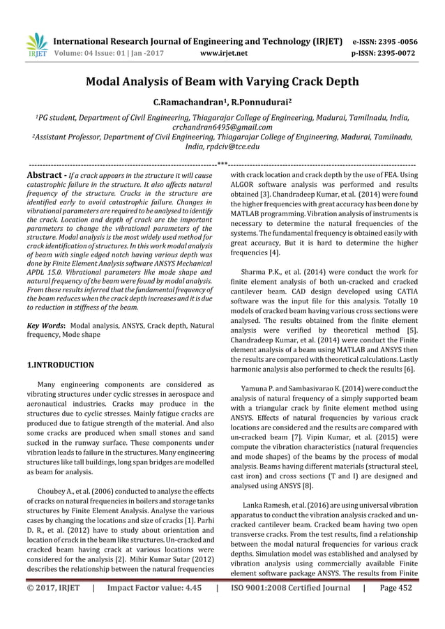 Modal Analysis of Beam with Varying Crack Depth | PDF | Classical Music ...