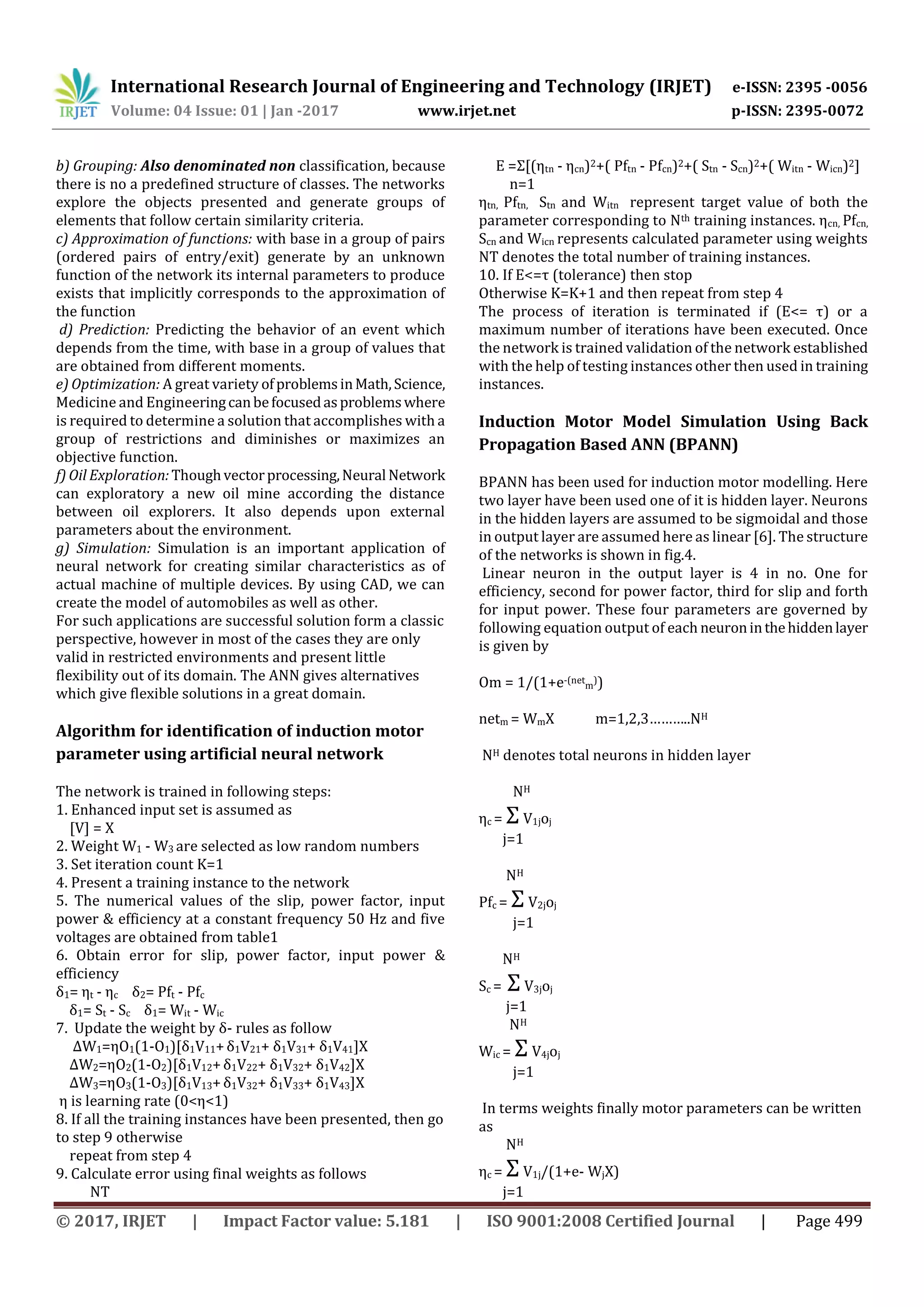 Performance Of Induction Motor At Variable Voltage Using Artificial
