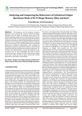 Analysing and Comparing the Behaviours of Cylindrical Fatigue Specimens Made of Ni-Ti Shape ...