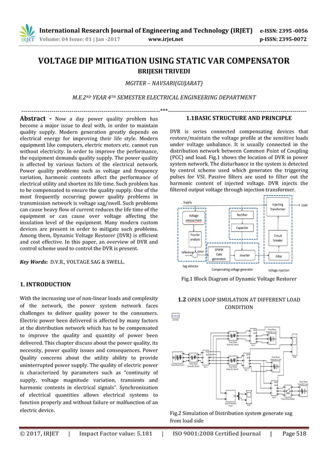 Voltage Dip Mitigation Using Static Var Compensator | PDF