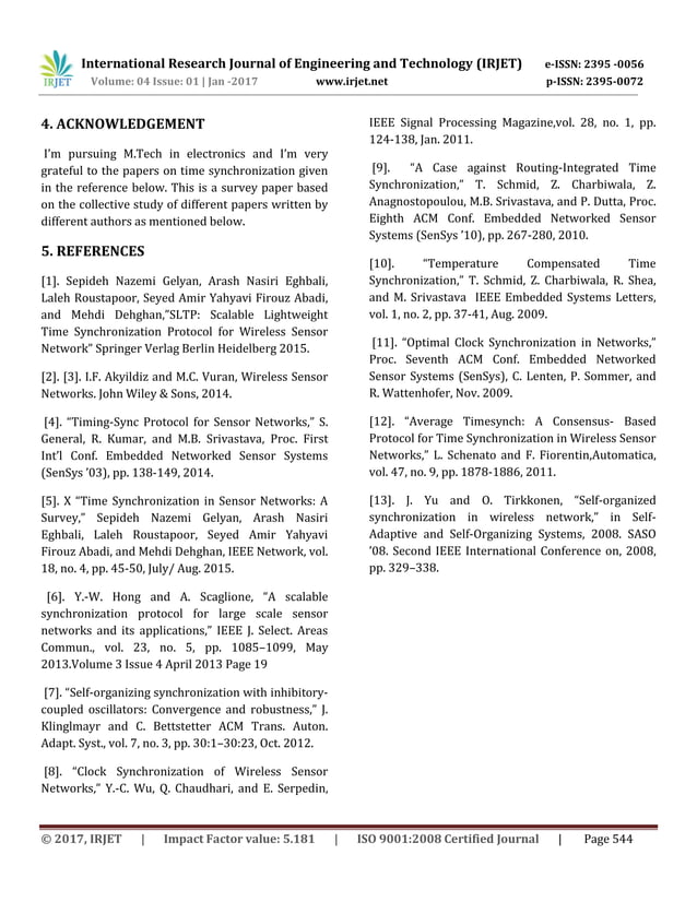 Comparative study of Different Time synchronization Techniques in WSN | PDF | Internet of Things ...