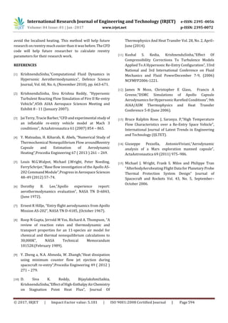 CFD Analysis on an Atmospheric Re-Entry Module | PDF