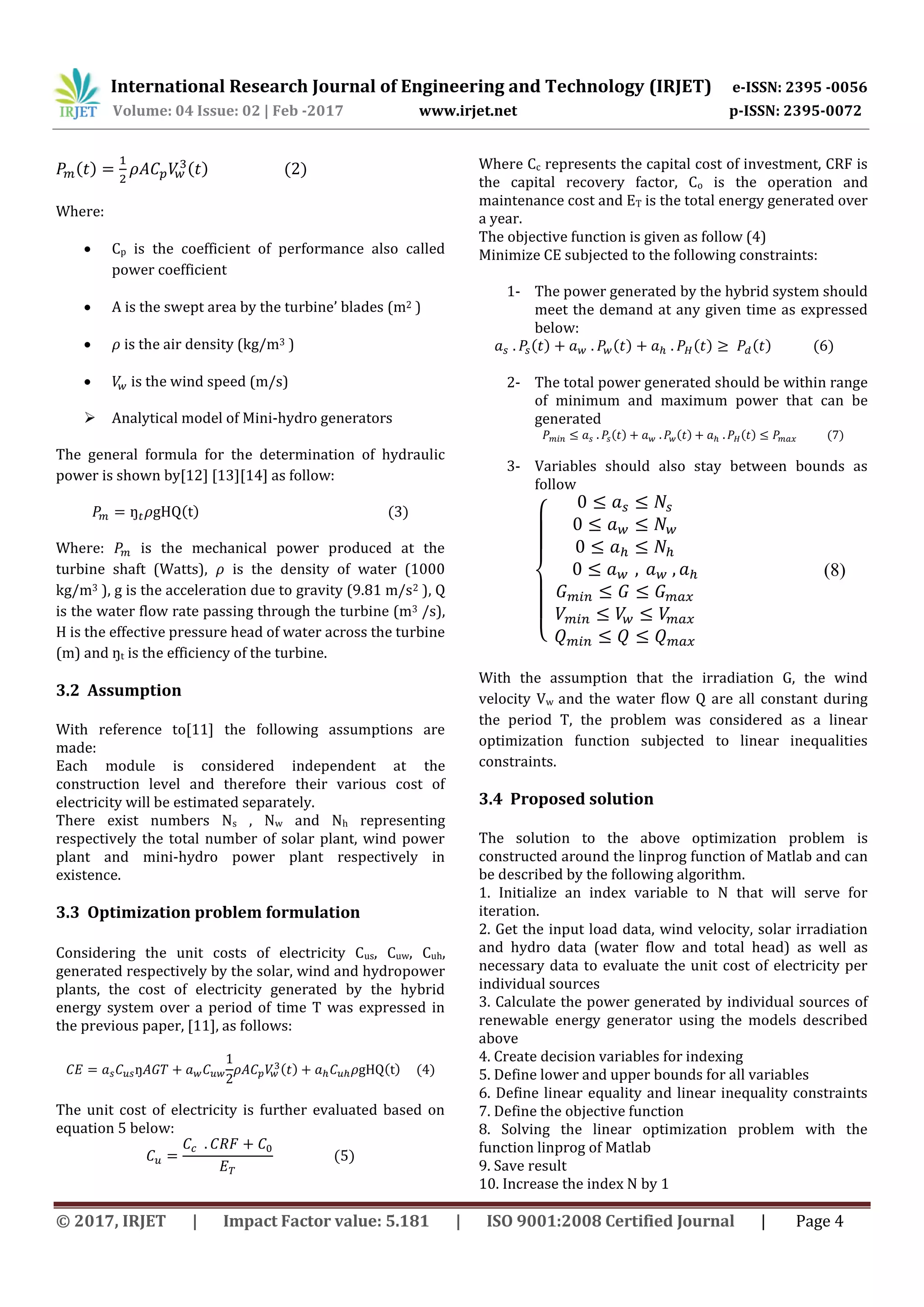Numerical simulation of Hybrid Generation System: a case study | PDF