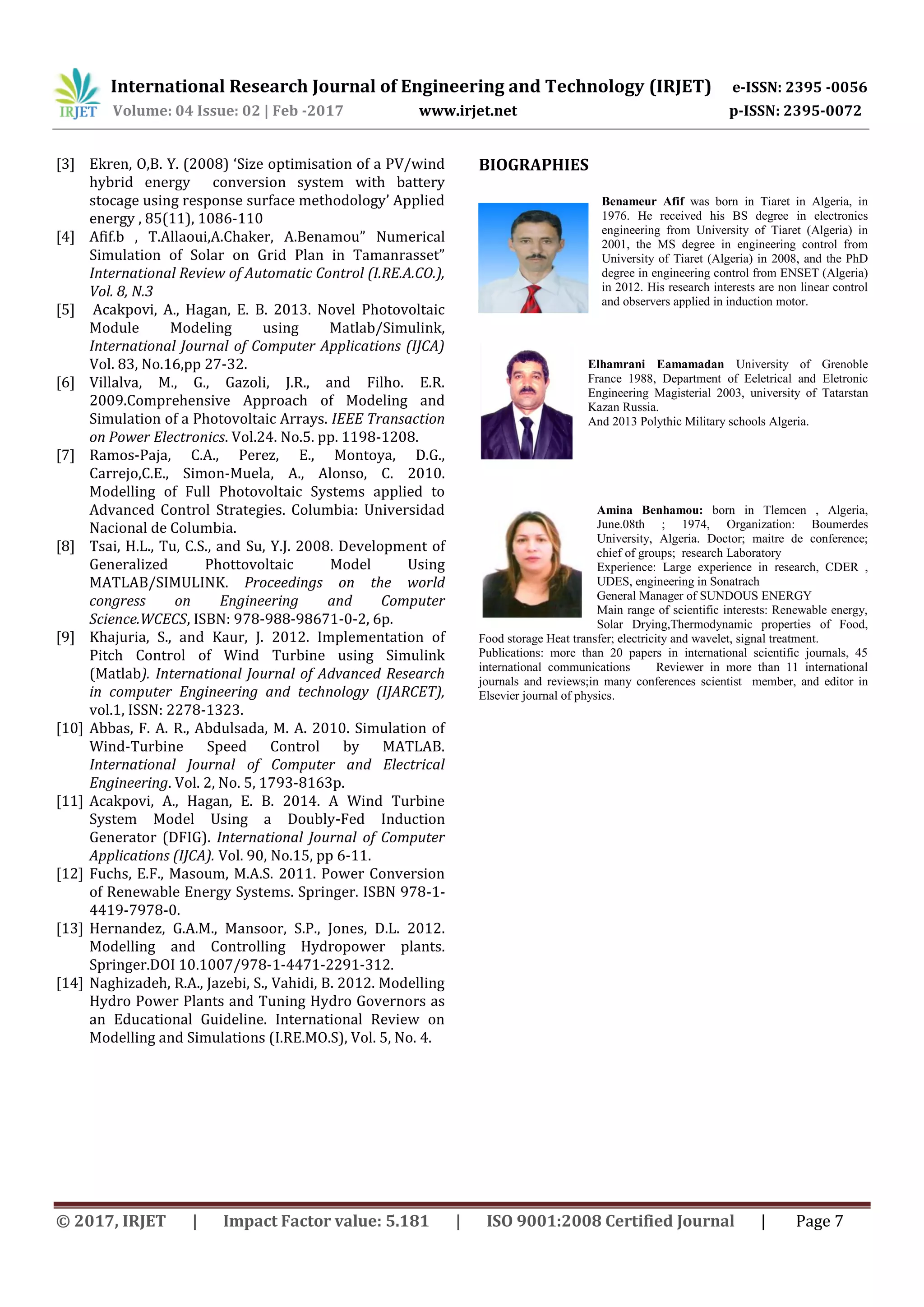 Numerical simulation of Hybrid Generation System: a case study | PDF