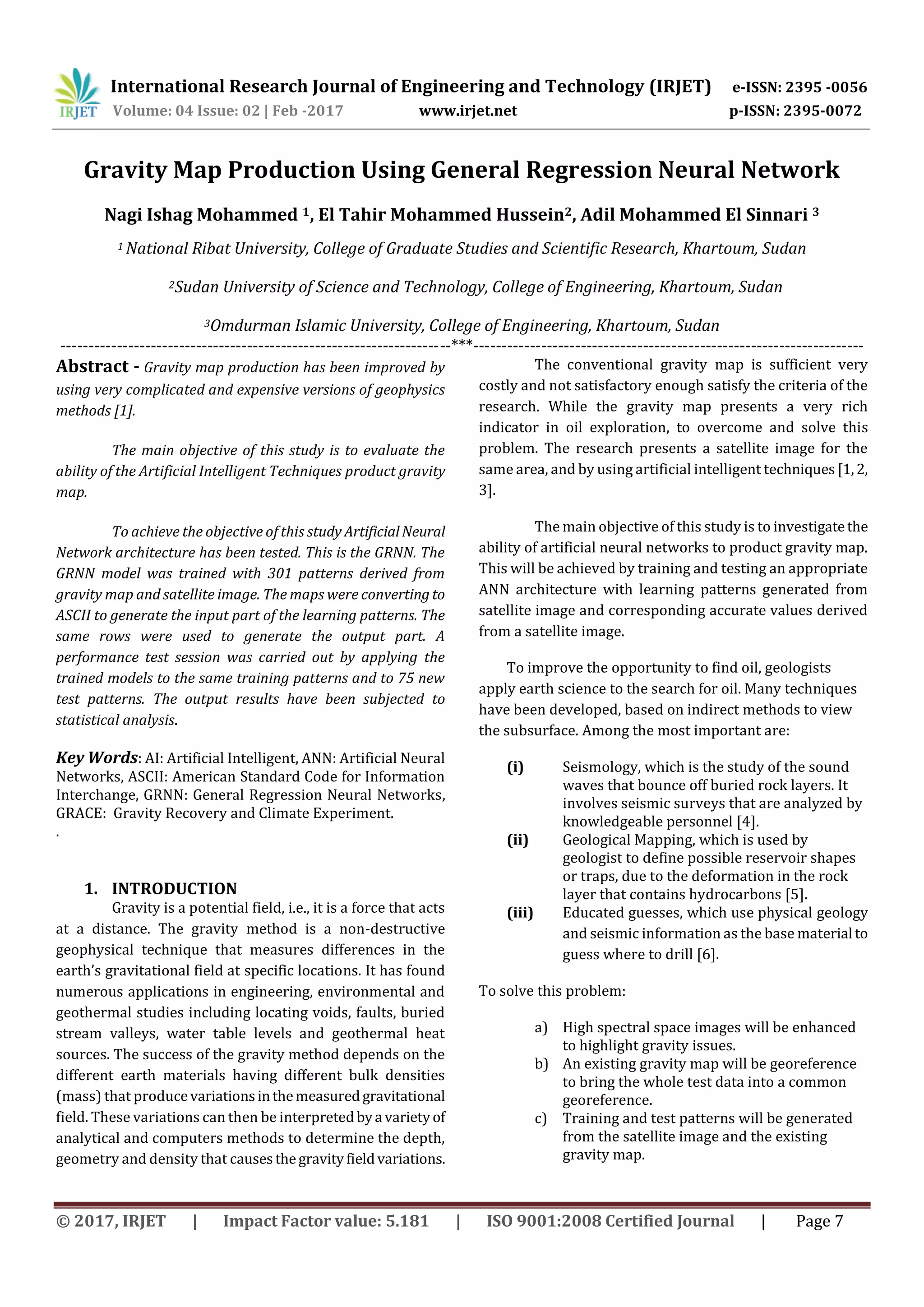 Gravity Map Production Using General Regression Neural Network | PDF | Geography | Science