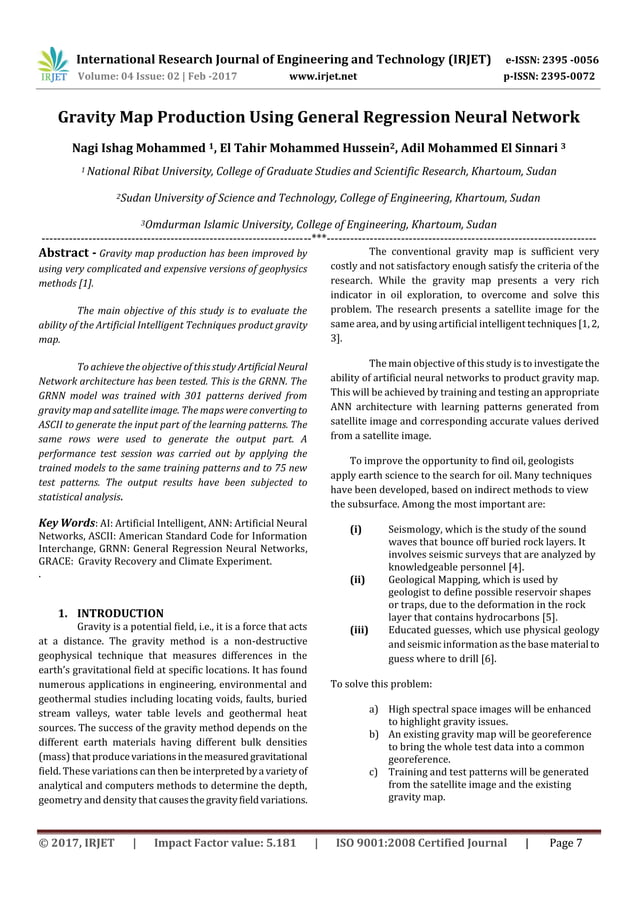 Gravity Map Production Using General Regression Neural Network | PDF | Geography | Science
