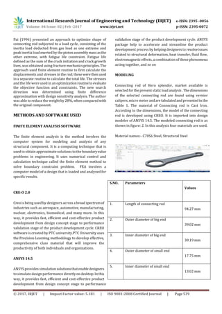 Finite Element Analysis of Connecting Rod for Two Wheeler and Optimization of Suitable Material ...