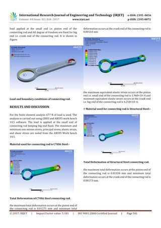 Finite Element Analysis of Connecting Rod for Two Wheeler and Optimization of Suitable Material ...