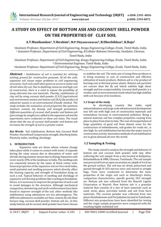 A Study on Effect of Bottom Ash and Coconut Shell Powder on the ...