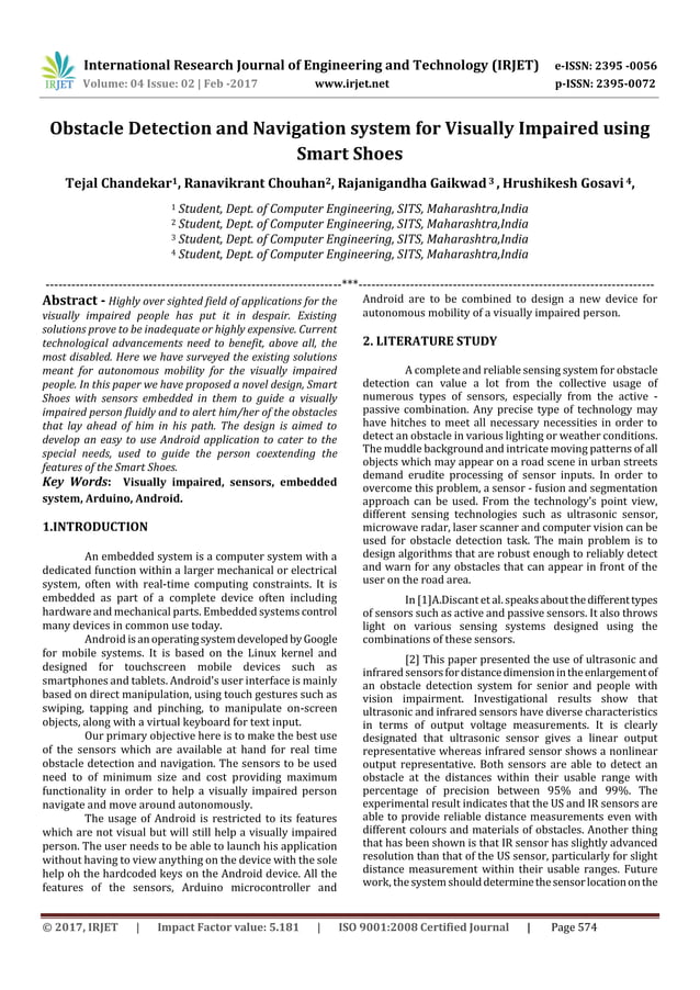 Obstacle Detection and Navigation system for Visually Impaired using ...