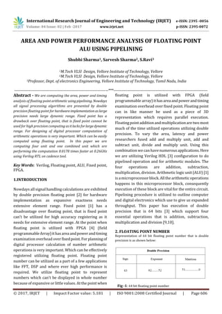 Area and power performance analysis of floating point ALU using pipelining | PDF