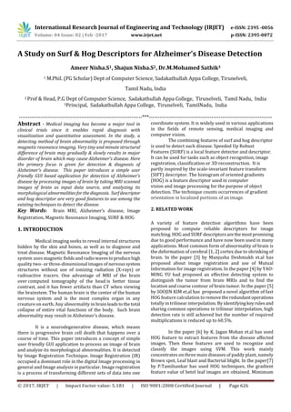 A Study on Surf & Hog Descriptors for Alzheimer’s Disease Detection | PDF