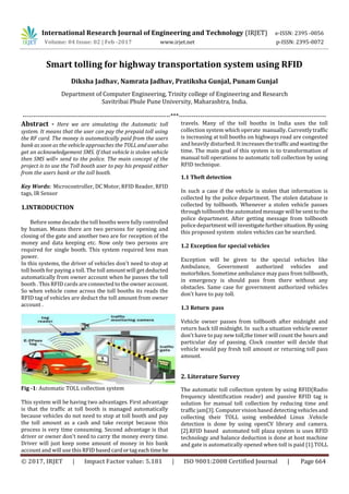 Smart tolling for highway transportation system using RFID | PDF