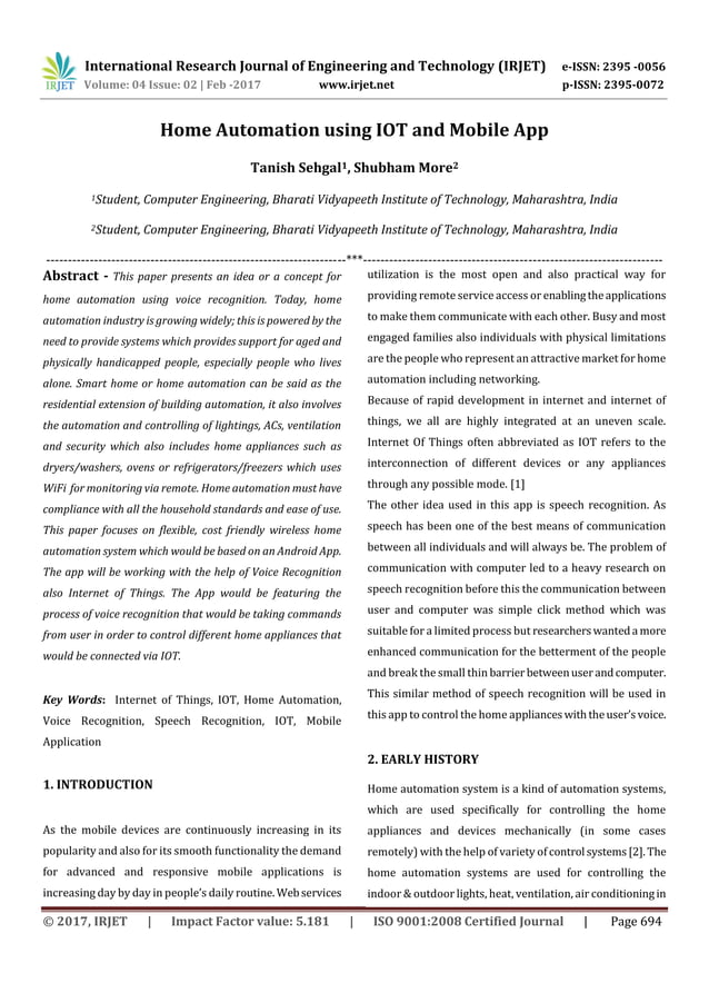 Home Automation using IOT and Mobile App | PDF