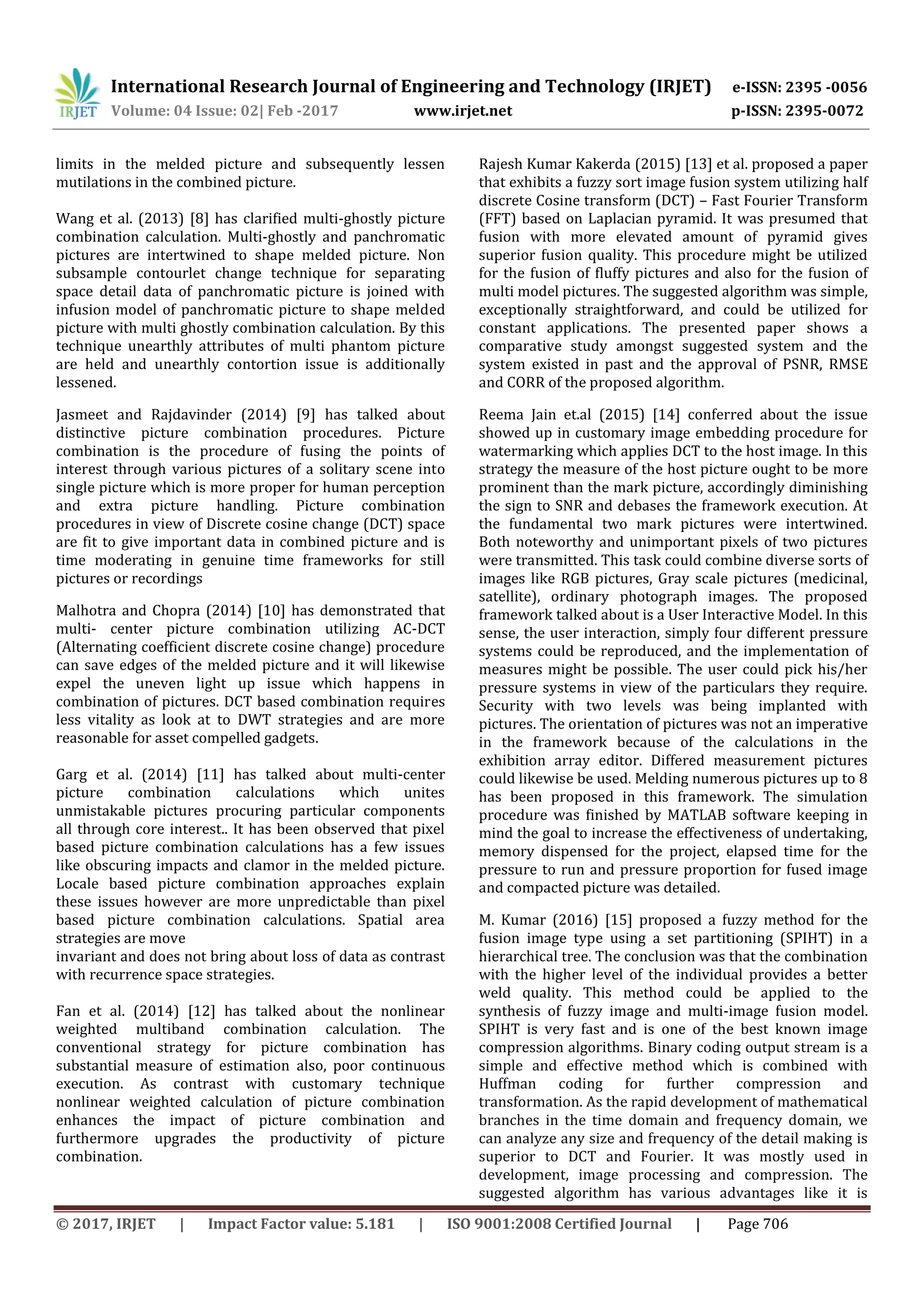 Review on Optimal image fusion techniques and Hybrid technique | PDF | Graphics Software ...