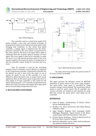 Matlab simulation on chopper based speed control of dc motor: A Review | PDF