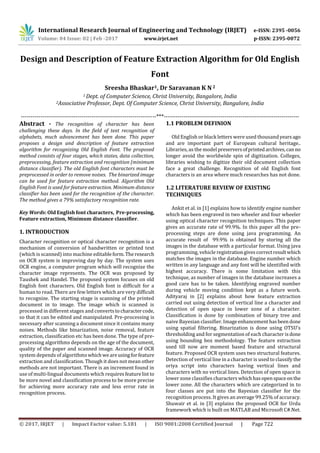Design and Description of Feature Extraction Algorithm for Old English Font | PDF