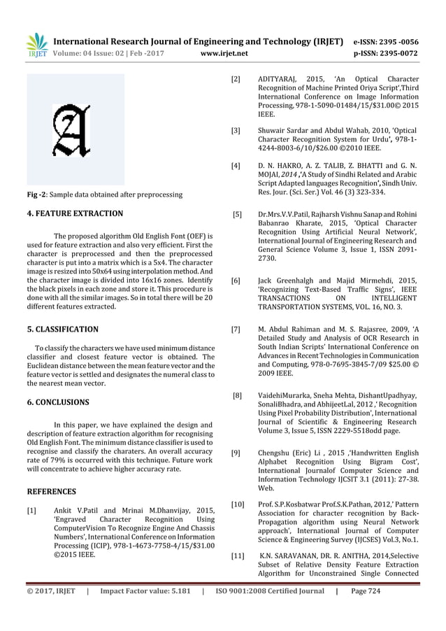 Design And Description Of Feature Extraction Algorithm For Old English Font Pdf