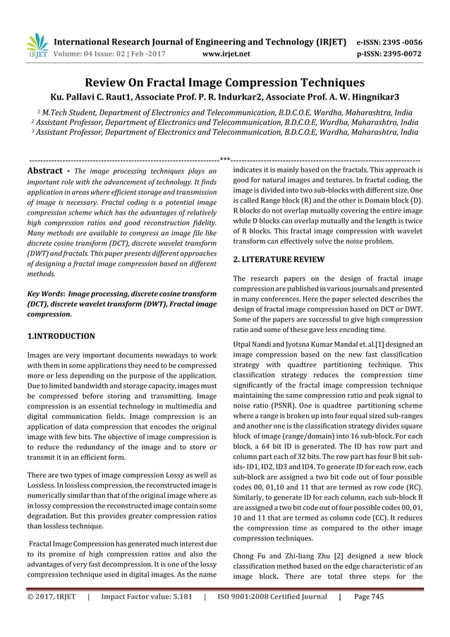 Review On Fractal Image Compression Techniques Pdf Graphics Software Computer Software And