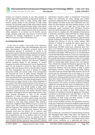 A Relative Study on Various Techniques for High Utility Itemset Mining from Transactional ...