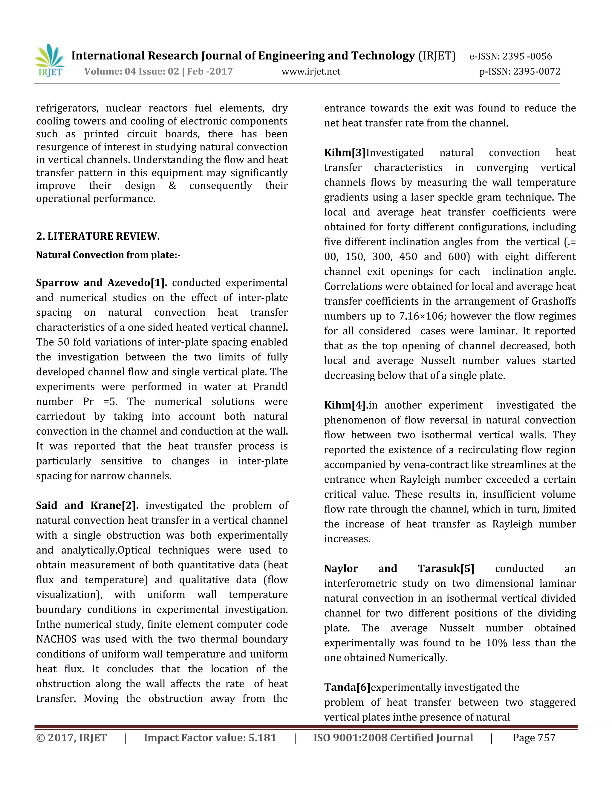 Parametric studies on heat transfer by natural convection in vertical channel using inclined V ...