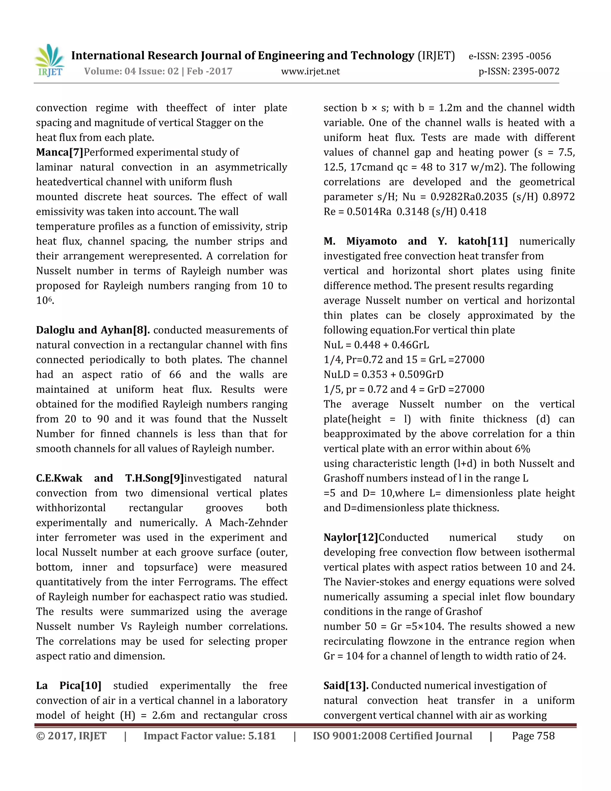 Parametric studies on heat transfer by natural convection in vertical channel using inclined V ...