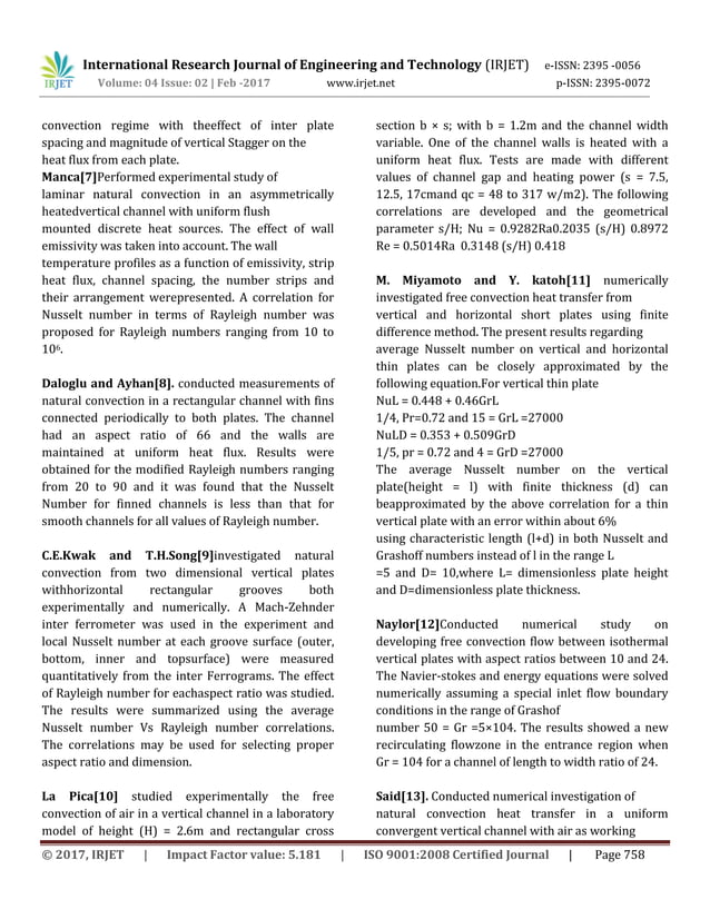 Parametric studies on heat transfer by natural convection in vertical ...