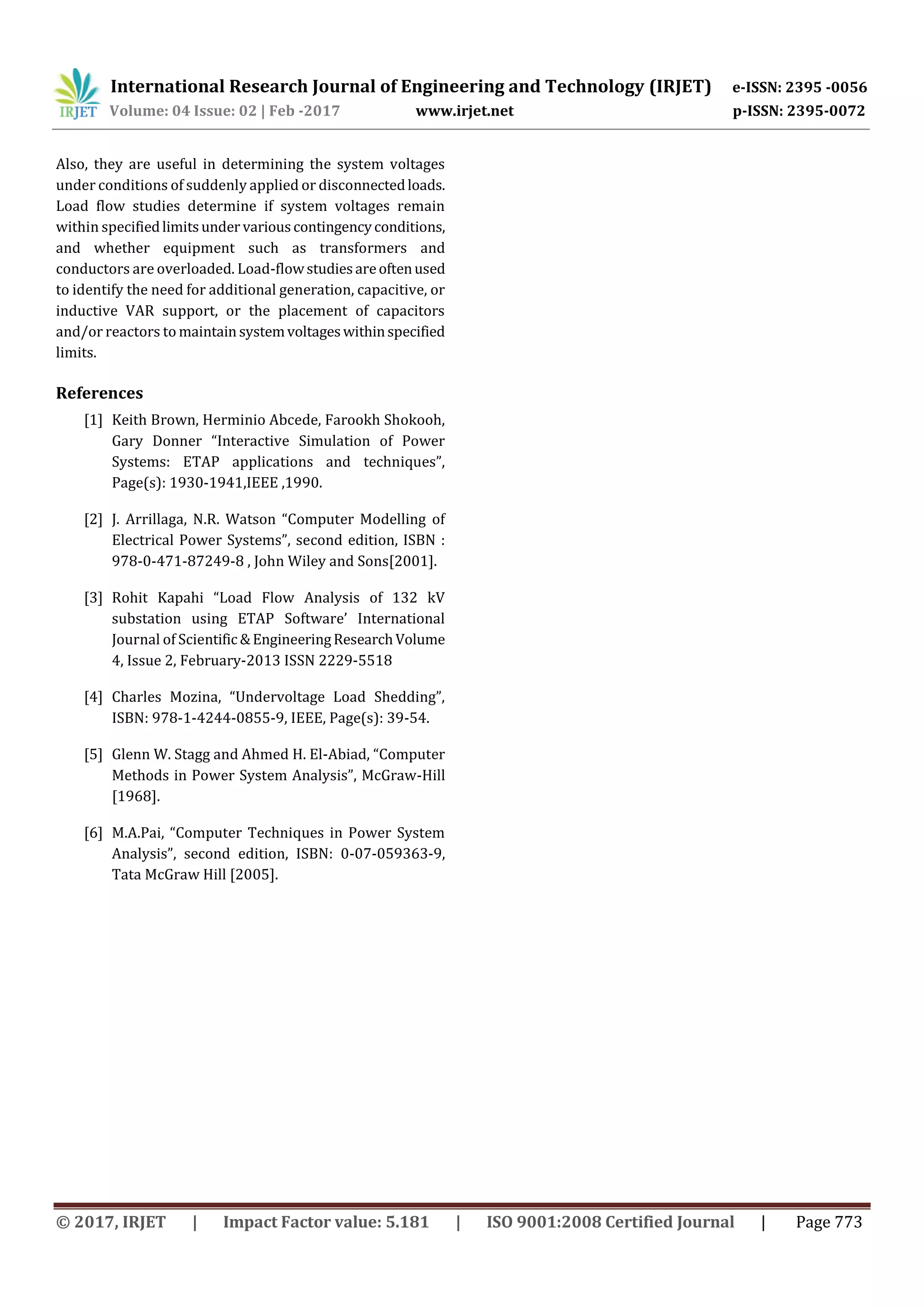 Load Flow Analysis of 66 kV substation using ETAP Software | PDF