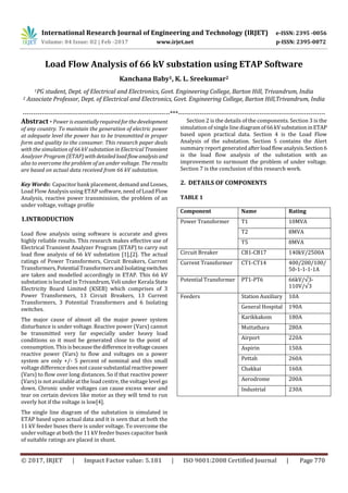 Load Flow Analysis of 66 kV substation using ETAP Software | PDF