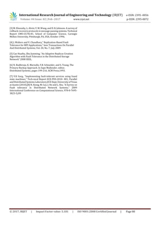 A Brief Review Of Approaches For Fault Tolerance In Distributed Systems | PDF