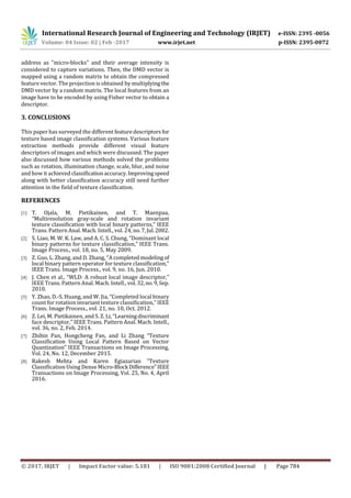 A survey on feature descriptors for texture image classification | PDF