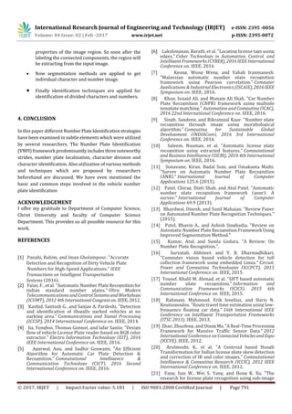 The state of the art – Vehicle Number Plate Identification – A complete ...