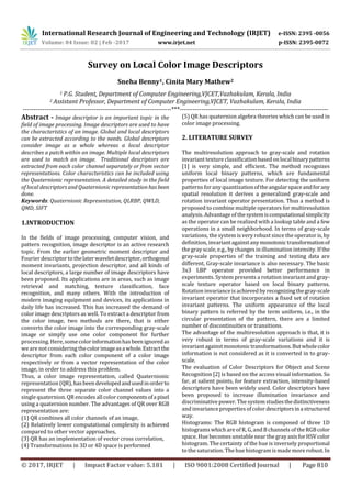 Survey on Local Color Image Descriptors | PDF