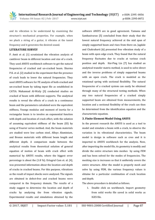Modal Analysis Of Cracked Continuous Beam Using ANSYS | PDF | Physics | Science