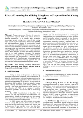 Privacy Preserving Data Mining Using Inverse Frequent ItemSet Mining ...