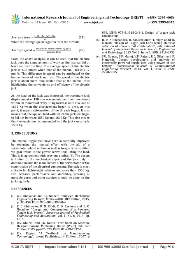 Design, Construction and Testing of an Electric Powered Toggle Jack ...